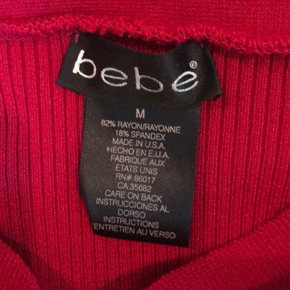 bebe | Tops | Bebe Red Ribbed Boatneck Sweater Size Med | Poshmark